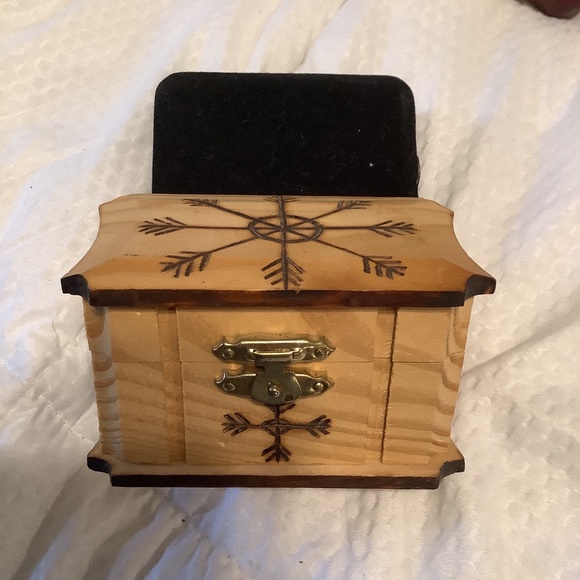 Other | Vintage Hand Made Wooden Native American Box Wood Burned ...